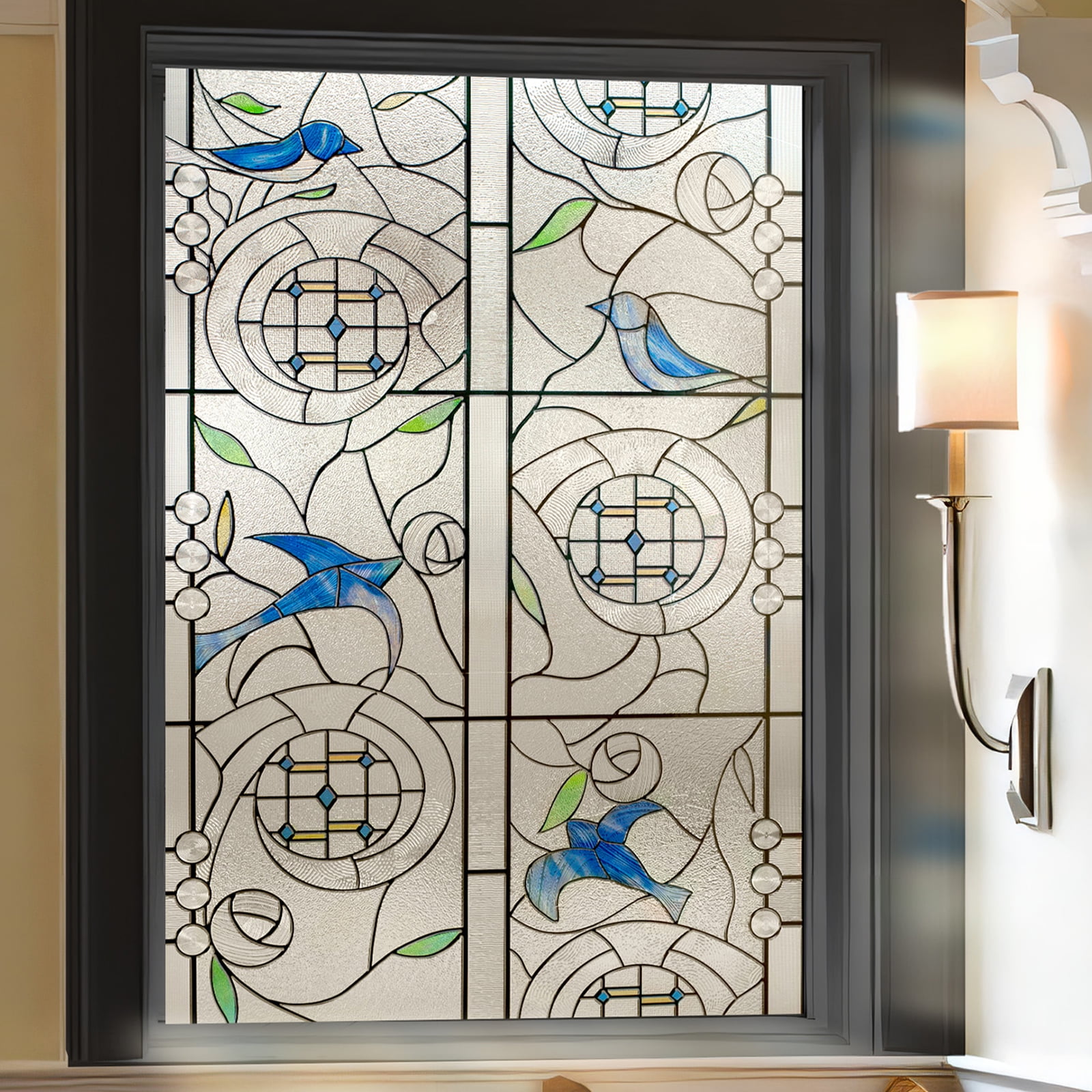 LuminManta 3D Stained Glass Window Privacy Film, Heat Control UV ...