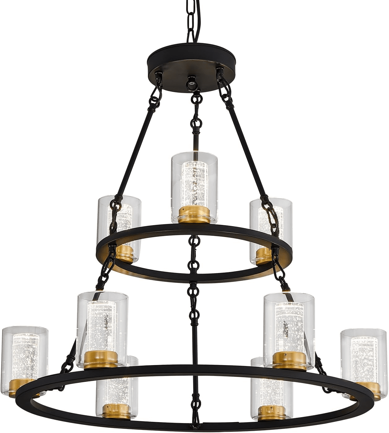 Lumina 9-Lights Black Chandelier Dimmable Crystal LED Dining Light ...