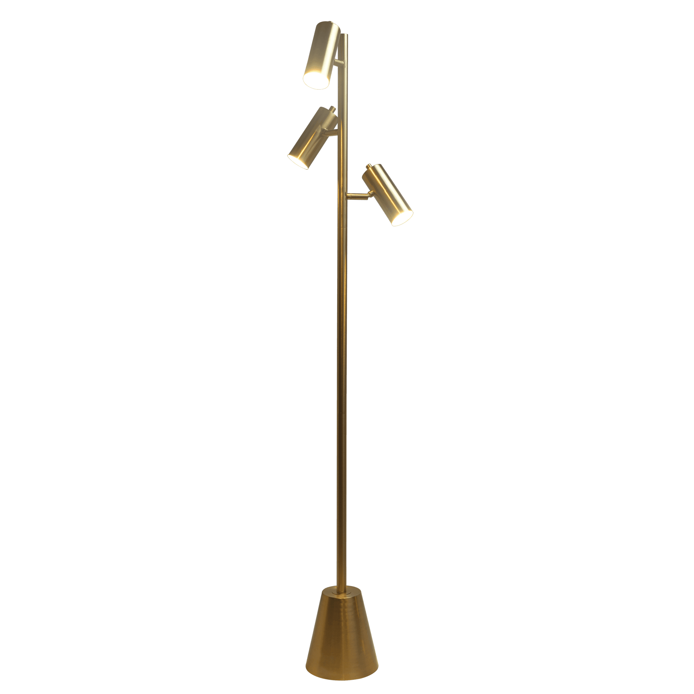 Lumina Brassed Gold Floor Lamp with Rotary Switch Triple Spots Metal ...