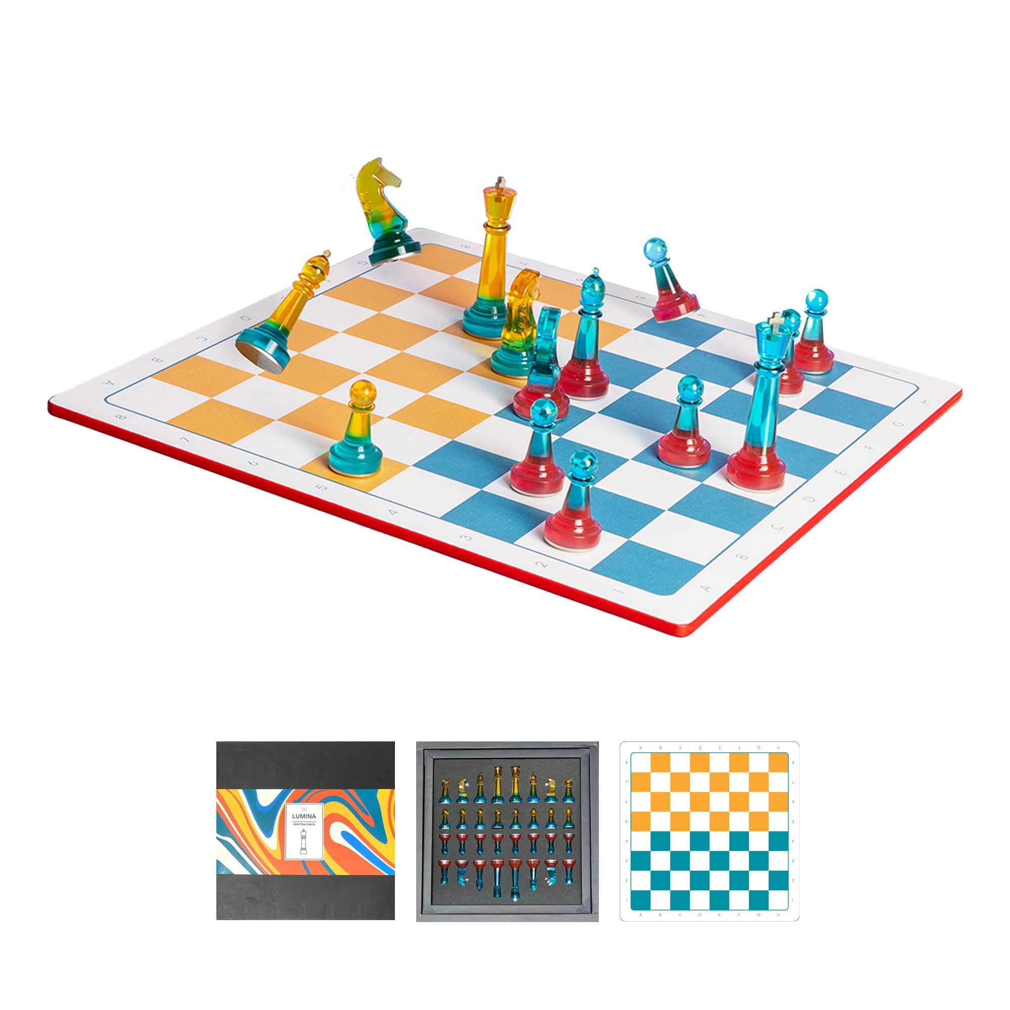 Lumina Helio Colorful Chess MMF7 Set, Anti-Broken Resin Weighted Chess ...