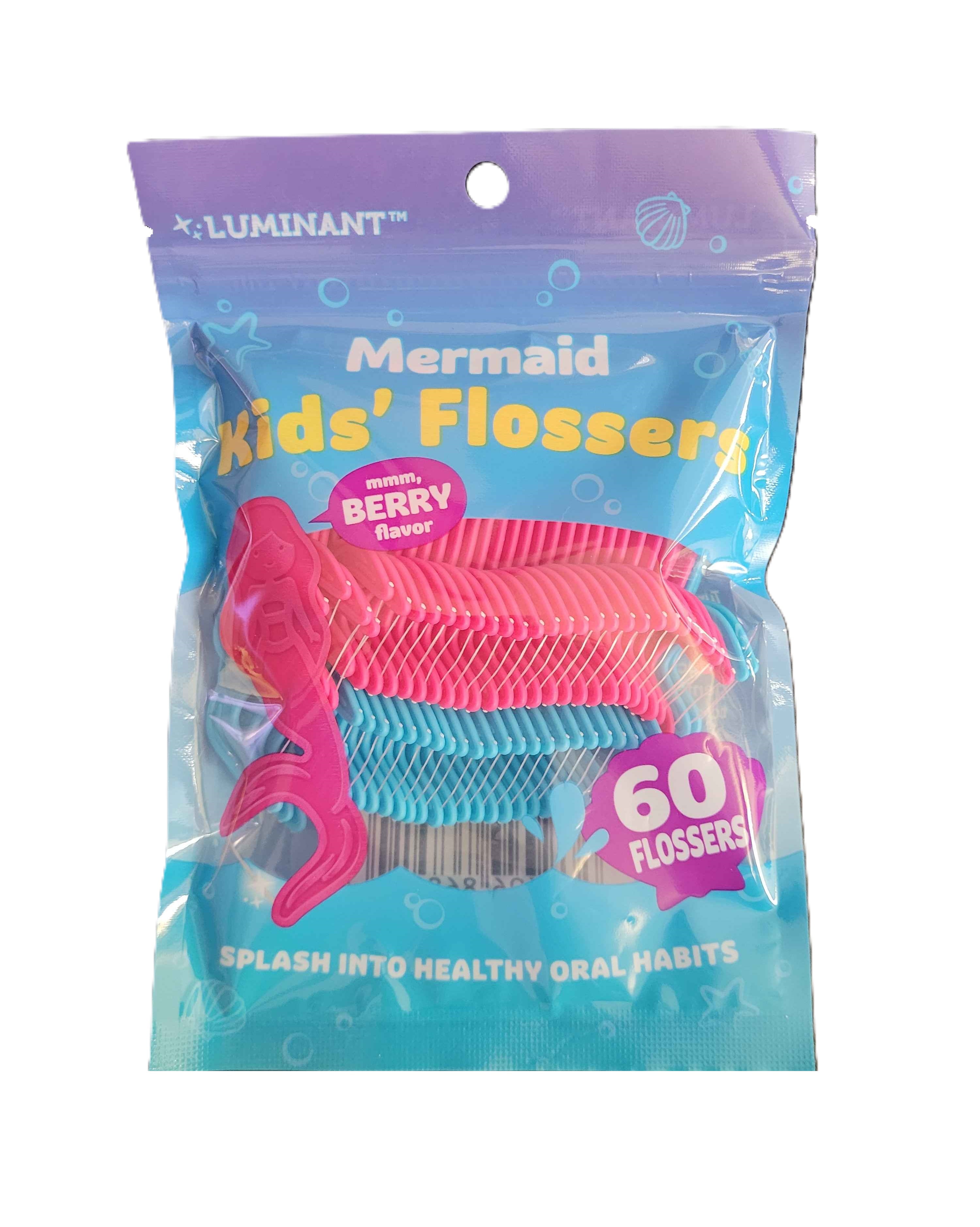 Luminant Mermaid Kids Flossers Berry Flavor - 60 Count Floss Picks ...