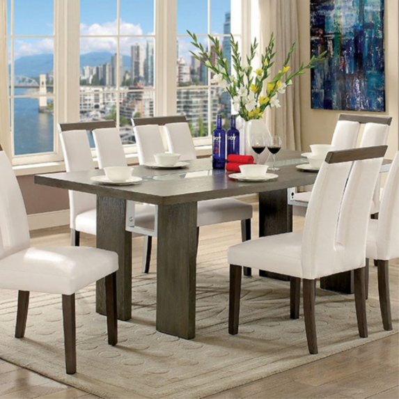 Luminar I Contemporary Style Dining Table With Led Lights, Gray ...
