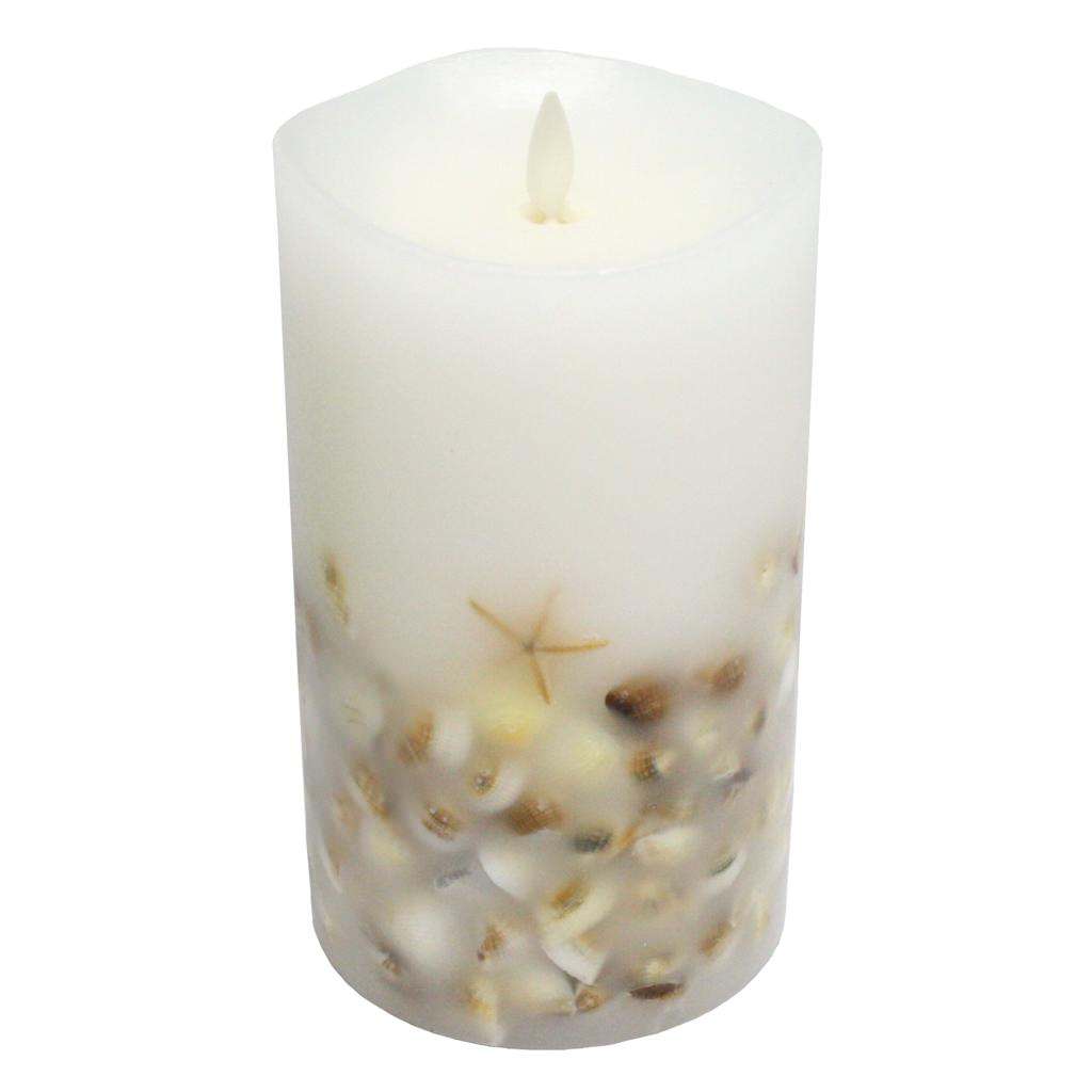 Luminara 4" x 7" Flameless Sea Shell LED Wax Candle with Wavy Edge and ...
