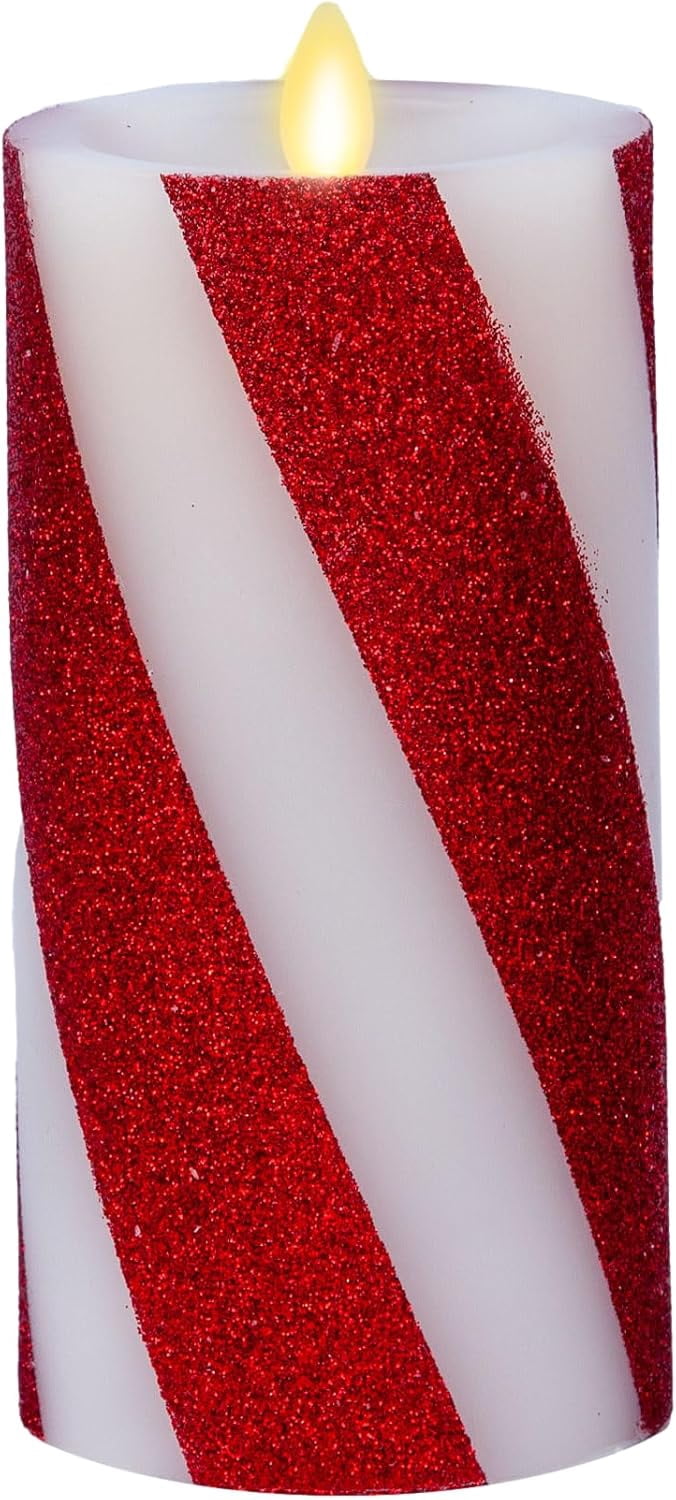 Luminara Candy Cane Flameless Moving Flame LED Candle (6.5-inch) Real ...