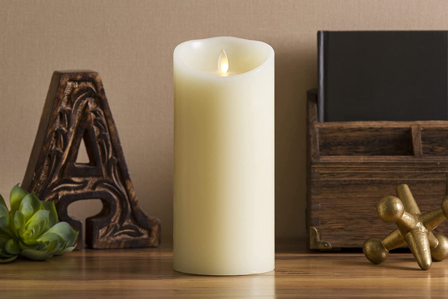 Luminara Flameless LED Battery Operated Ivory Pillar Candle, Flickering Realistic Moving Flame ...
