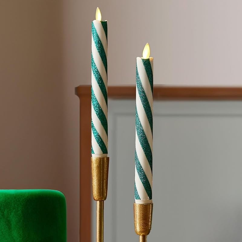 Luminara Flickering Flameless Ivory Taper Candles - Warm LED Light ...