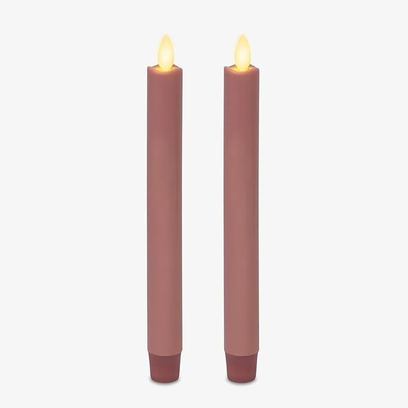 Luminara Flickering Flameless Ivory Taper Candles - Warm LED Light ...