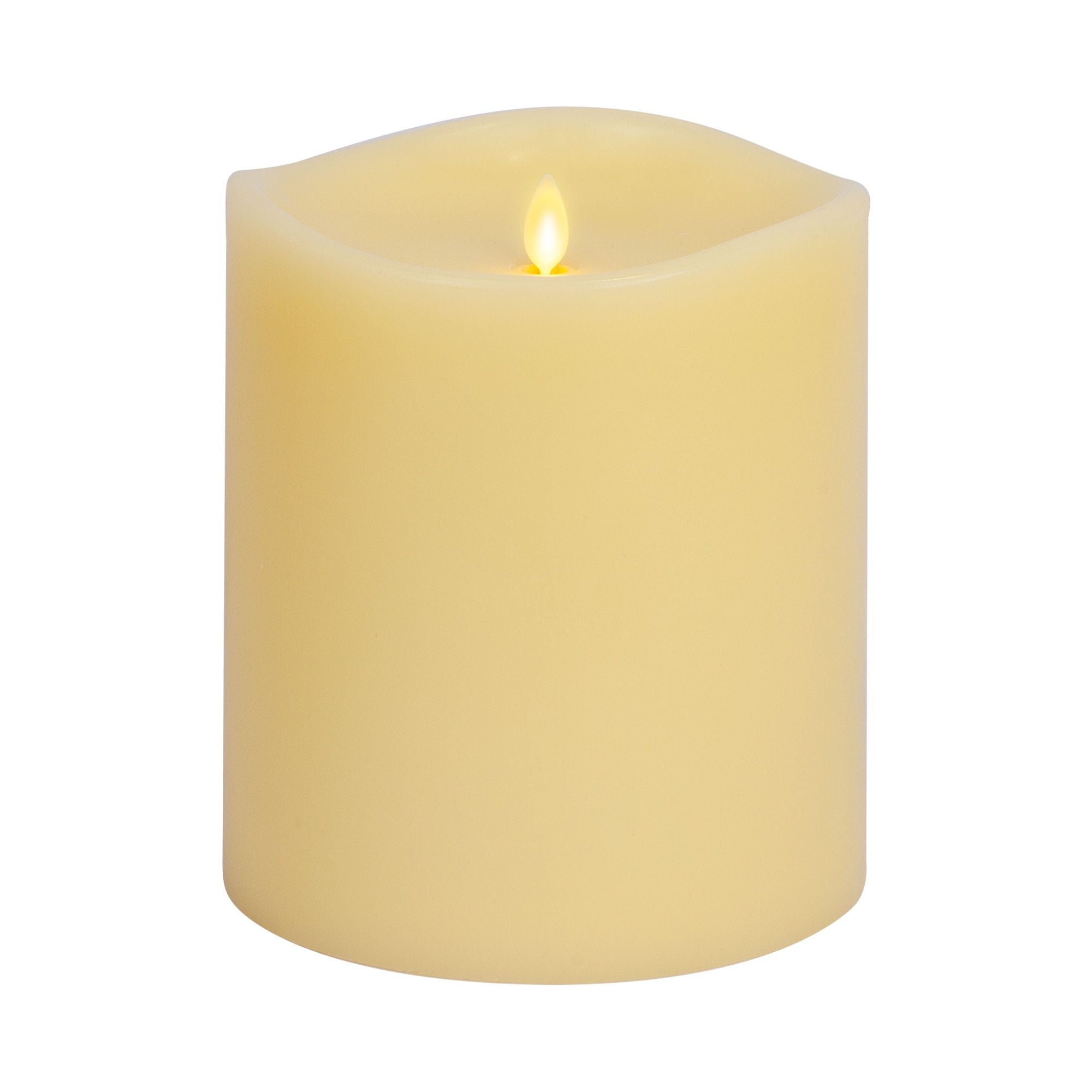 Luminara - Ivory Flameless Candle Grand Pillar - Melted Top Unscented ...