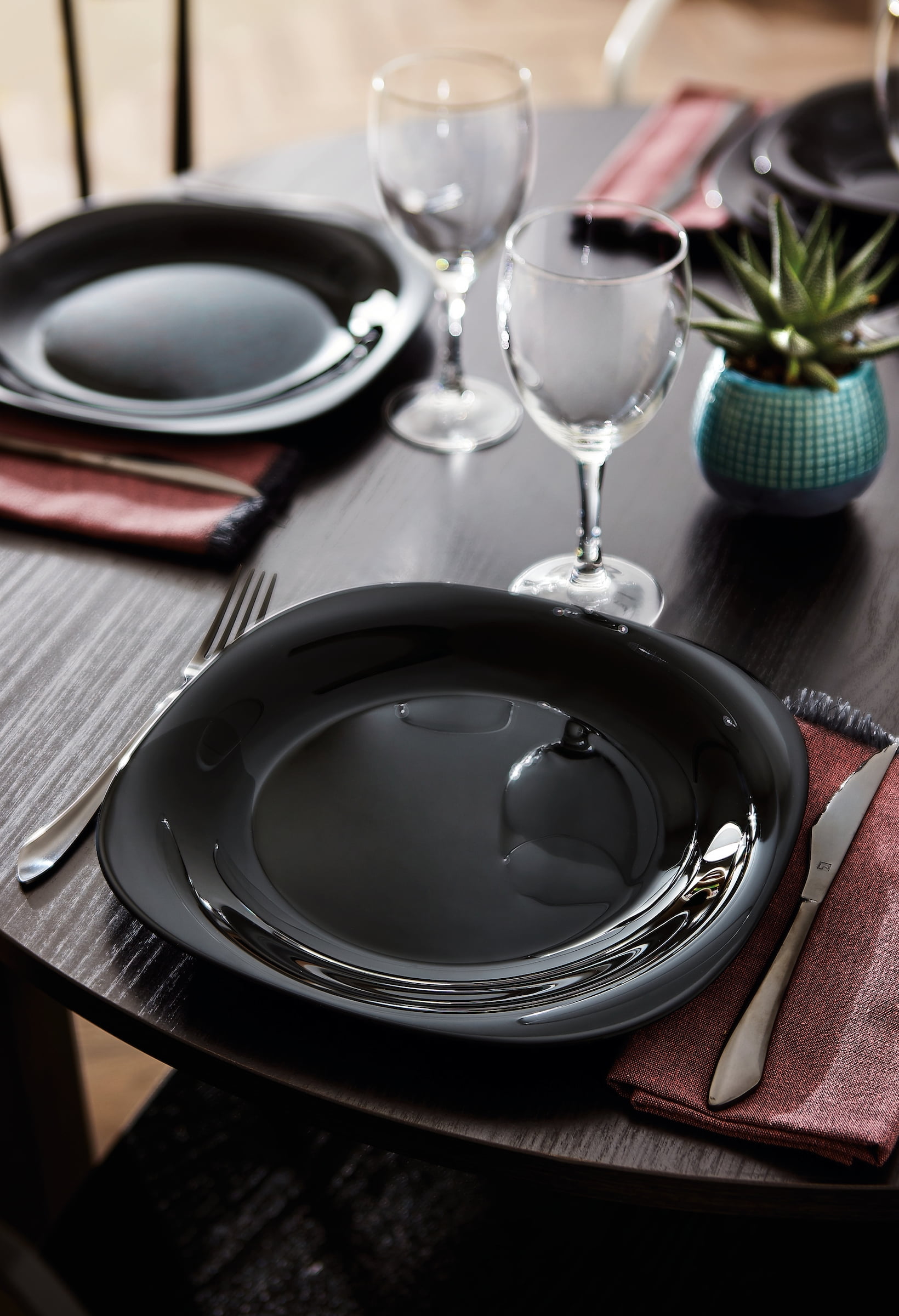 Luminarc 10.5" Carine Black Dinner Plate 6 PC Set - Walmart.com