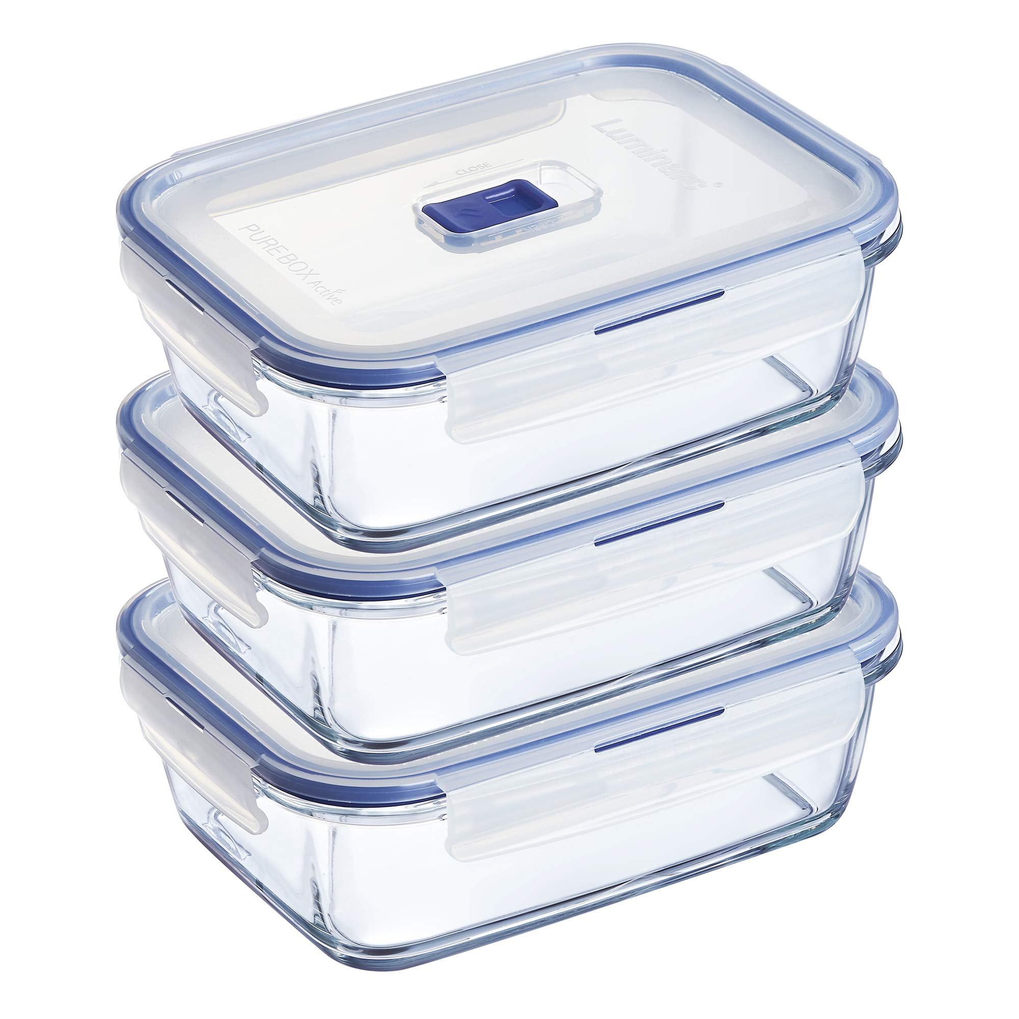 Luminarc Pure Box Active 6-Piece Food Storage Rectangle 5.1 Cup Set ...