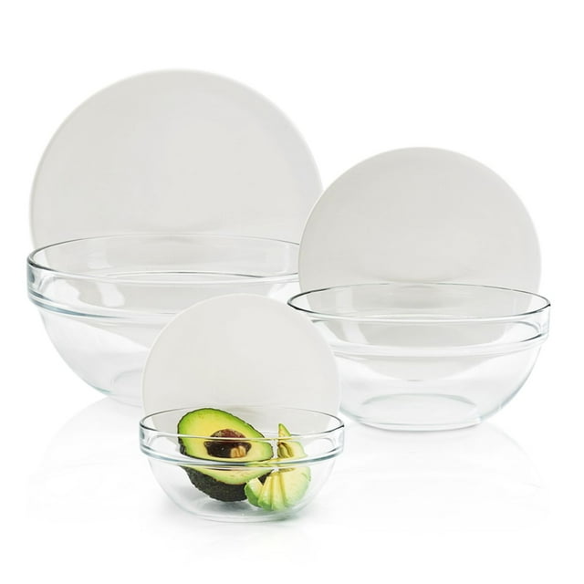 Luminarc Stackable Bowls Set with White Lids, Stand, Clear - Walmart.com