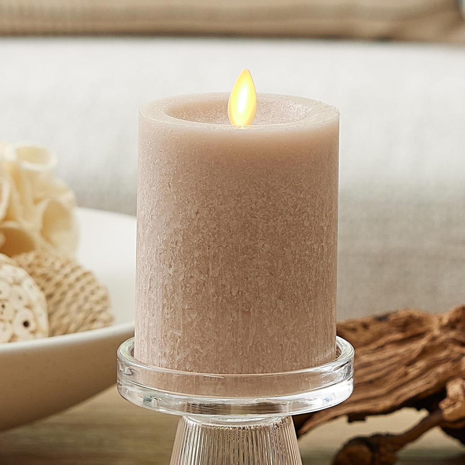 Luminaria 3x4.5 Sea Glass Fameless LED Pillar Candle, Timeless Taupe - Walmart.com