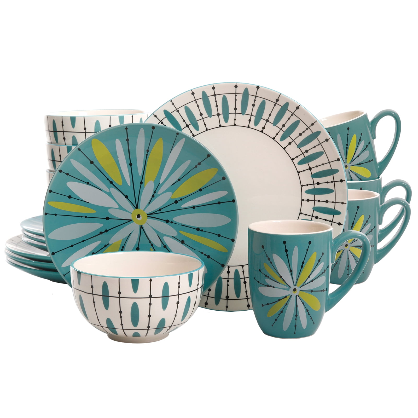 Luminescent Anza 16-Piece Dinnerware Set, Teal - Walmart.com
