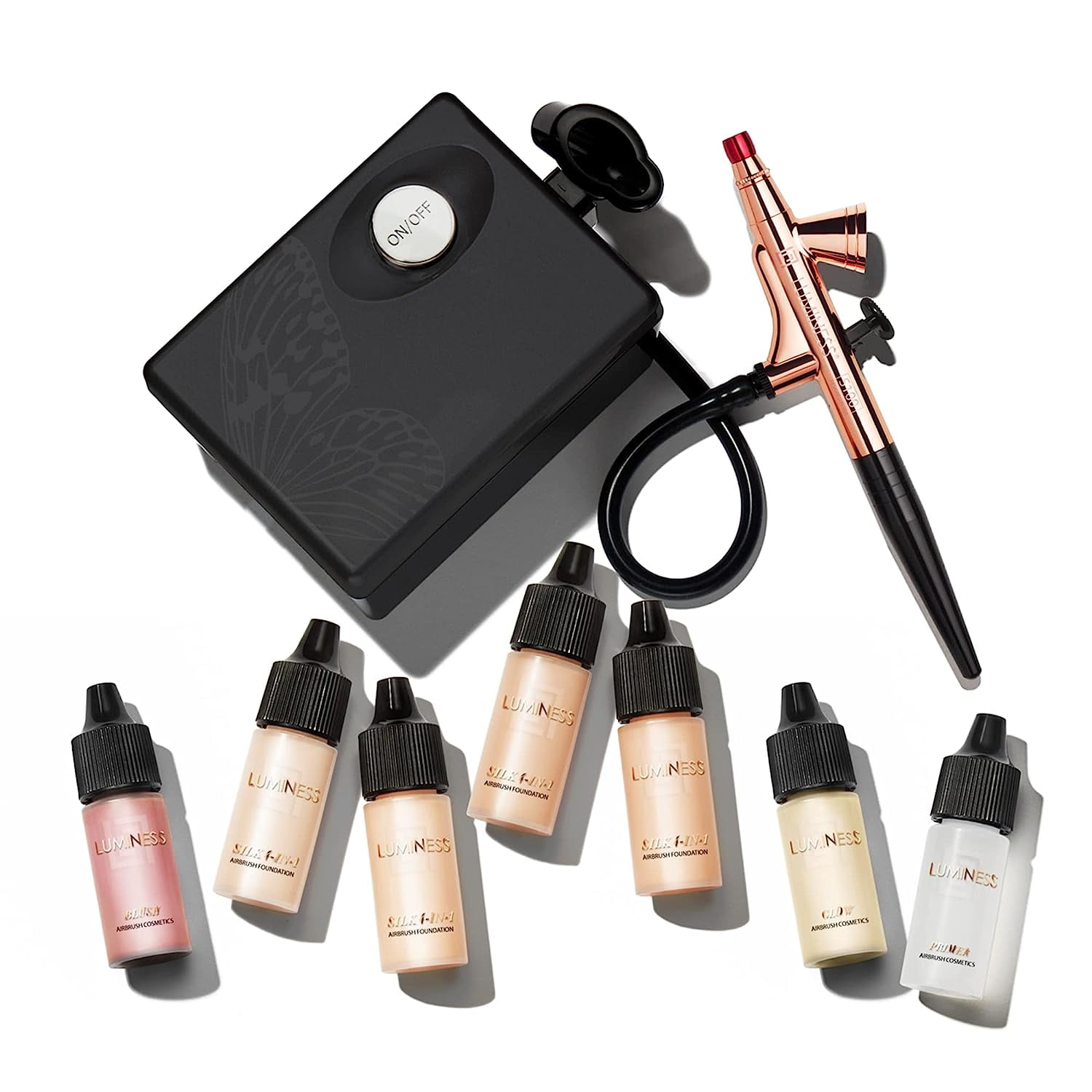 Luminess Air Basic Airbrush Makeup Kit and 9-Piece Silk 4-In-1 Airbrush ...