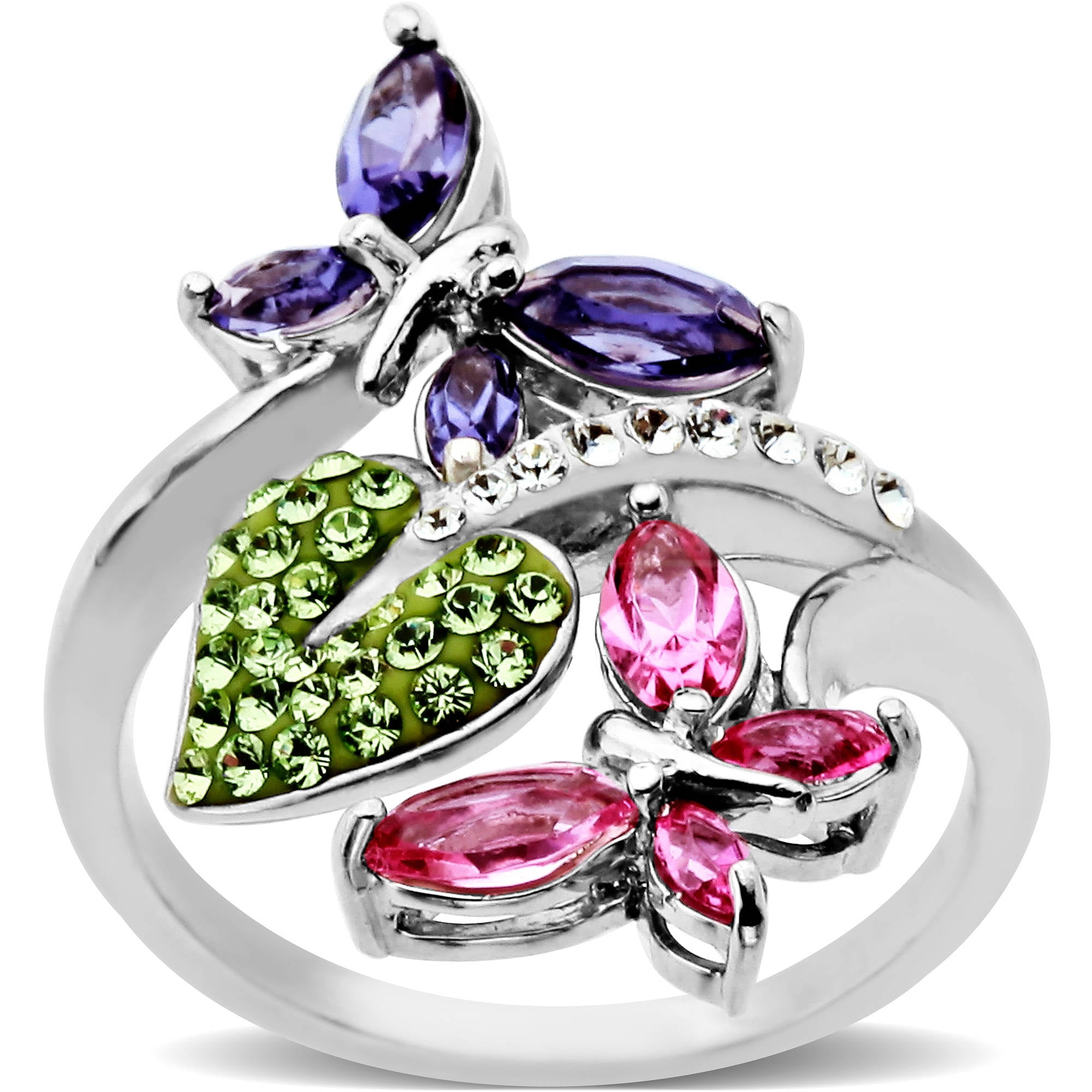 Luminesse Sterling Silver Nature Ring made with Swarovski Elements ...