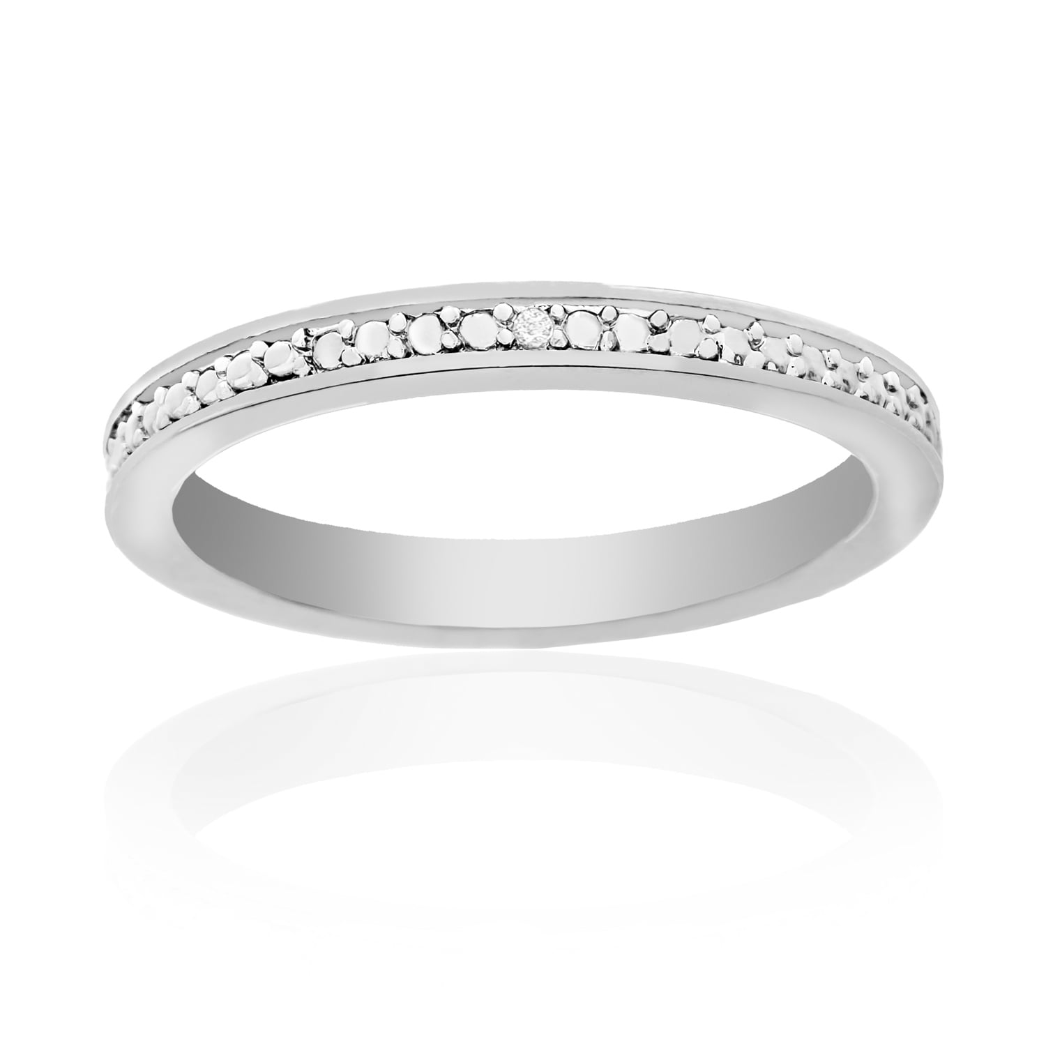 Lumineux Women's Diamond Accent Band Ring in Rhodium Plated Brass ...