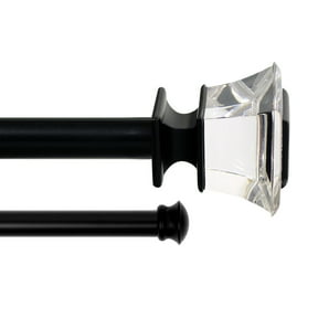 Lumino Brand 5/8" Patsy Knob Black & Acrylic Single Curtain Rod Set, 30 ...