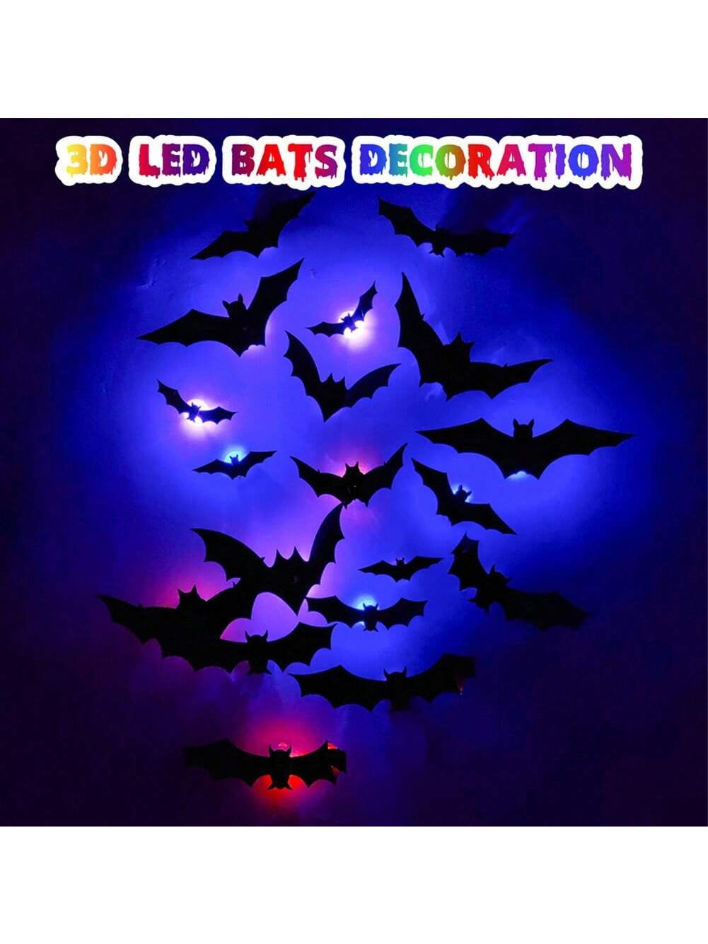 Luminous 3D Bats Stickers - Waterproof Halloween Wall Decorations for ...