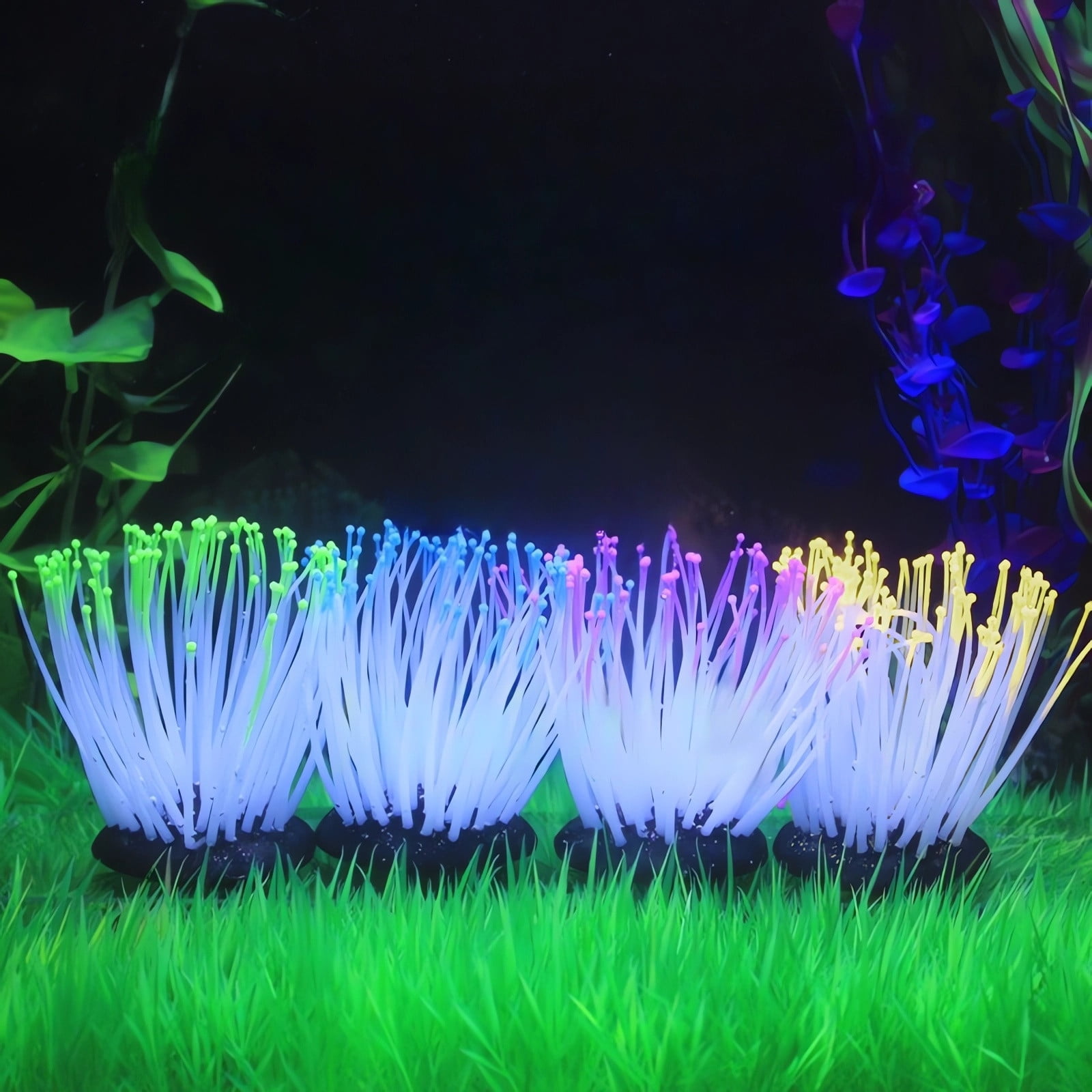 Luminous Anemone Aquarium Decoration, LED Illuminated Fish Tank Scenery ...