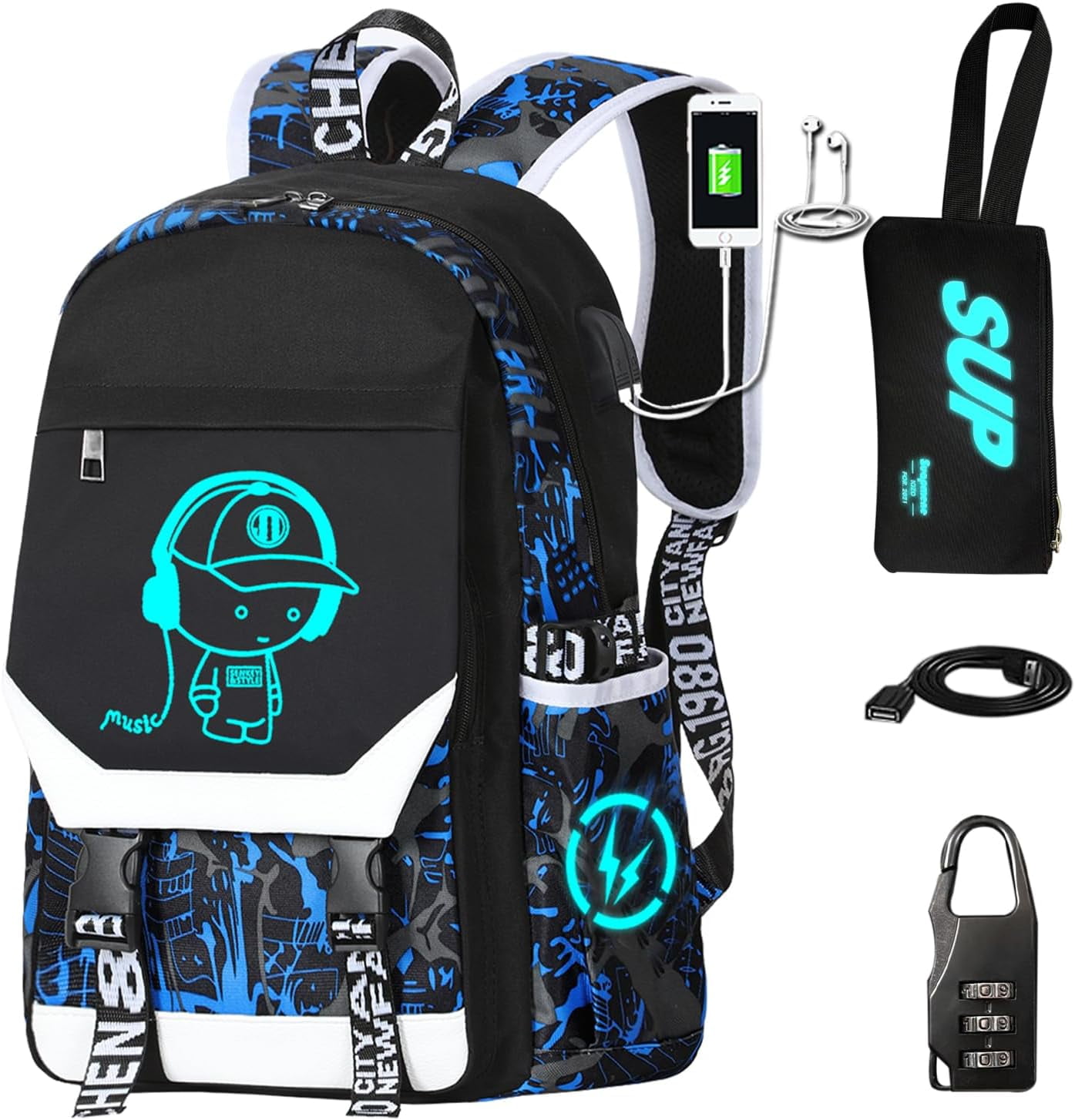 Luminous Backpack Laptop Backpack - Adjustable Shoulder Strap ...
