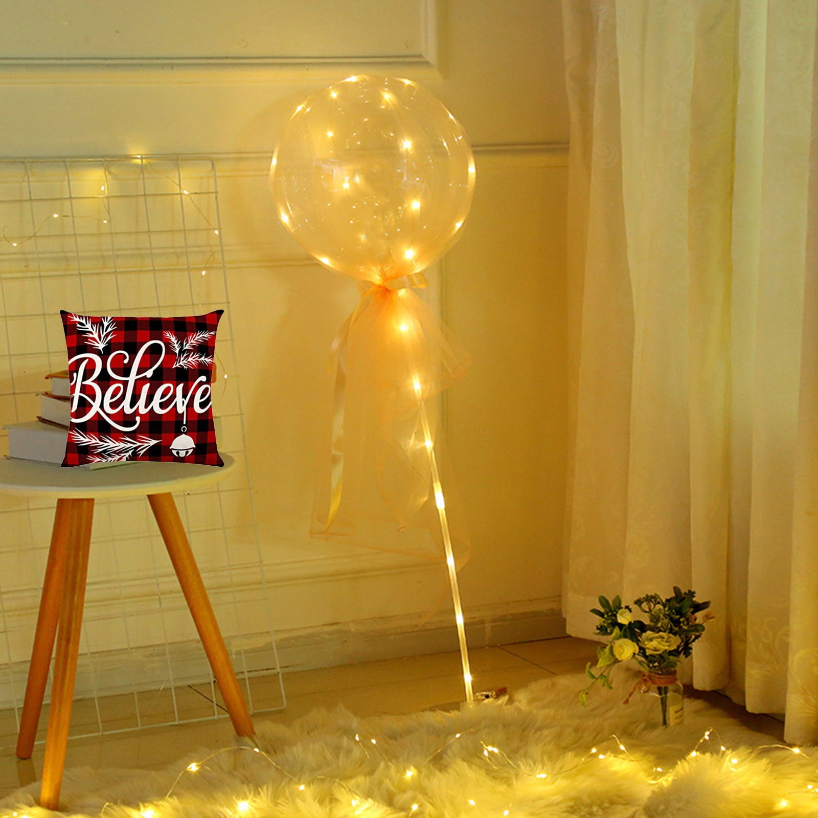 Luminous Balloon With Rose Bouquet, Transparent LED Light Up Balloons ...