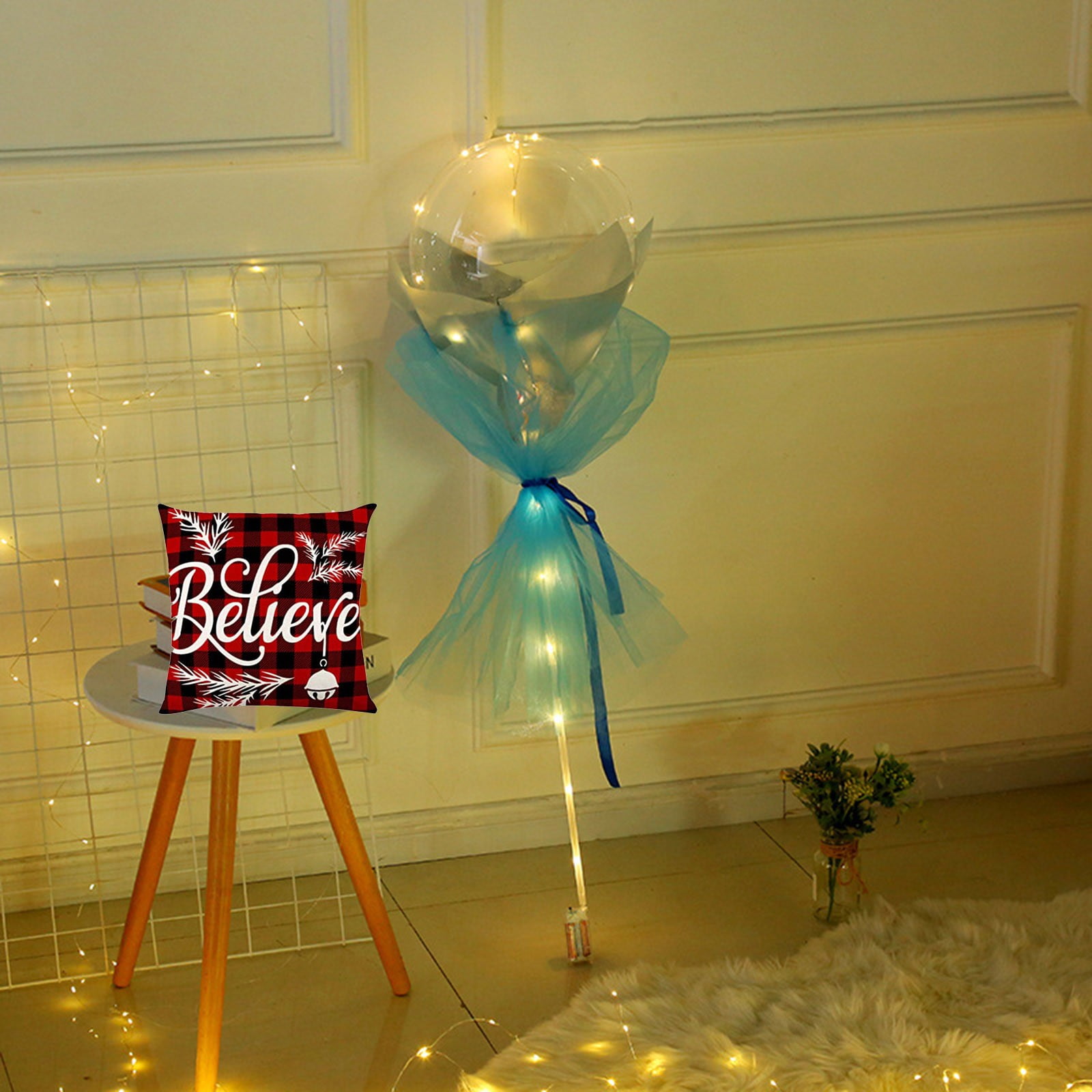 Luminous Balloon With Rose Bouquet, Transparent LED Light Up Balloons ...