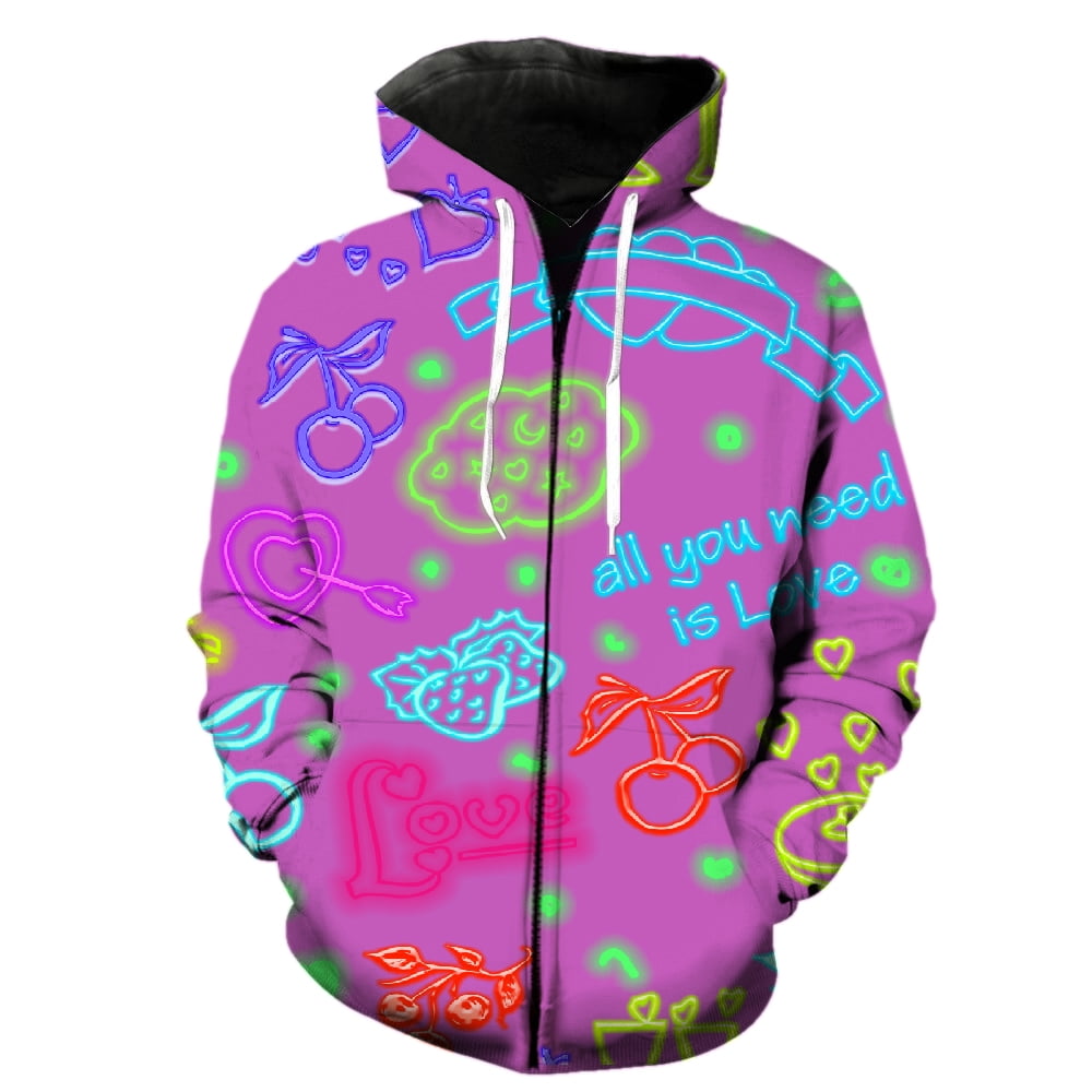 Luminous Bar Light Men's Zipper Hoodie Long Sleeve Spring Casual Teens ...