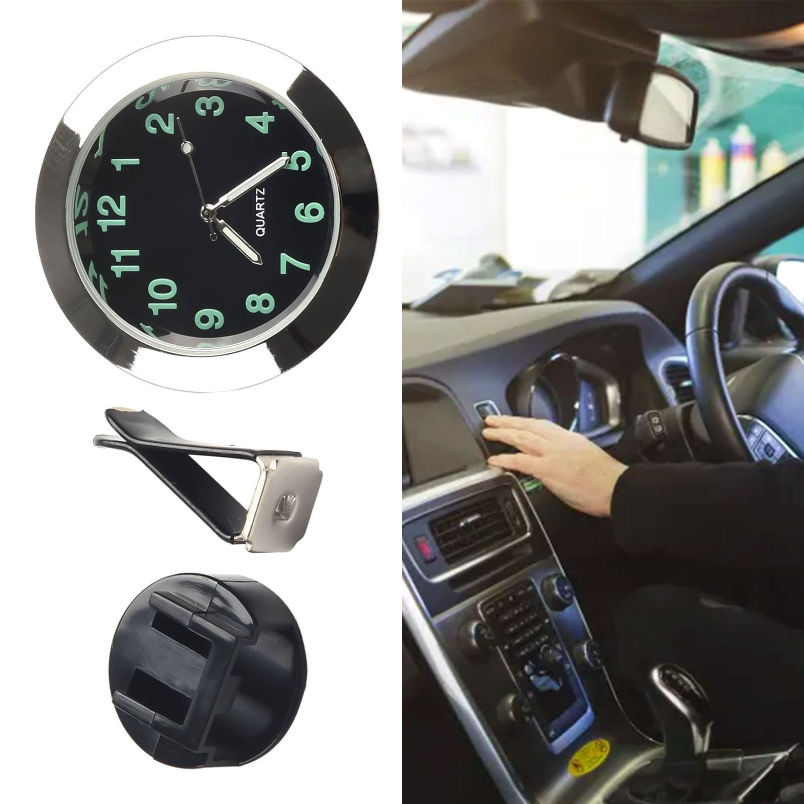 Luminous Car Dashboard Air Vent -On Clock Quartz Analog Watch Gauge ...