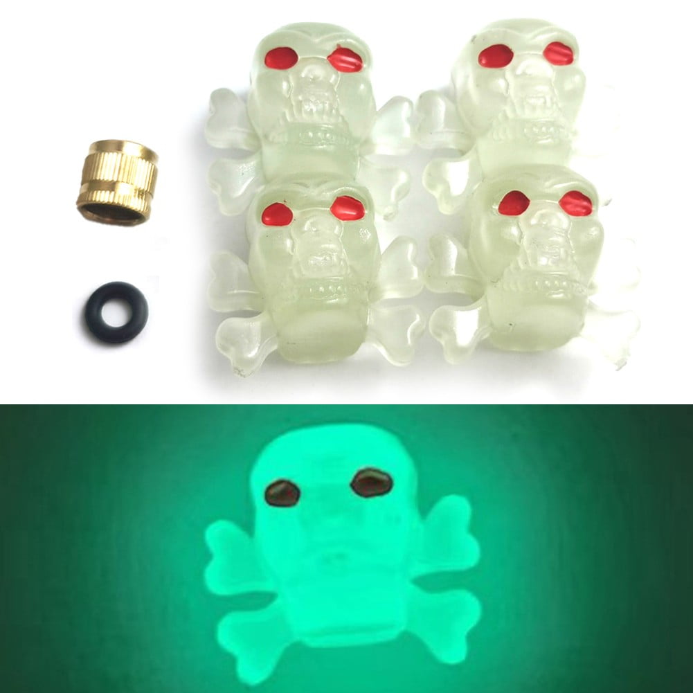 Luminous Car Tire Valve Covers Fluorescent Wheel Nozzle Tyre Valve Stem ...