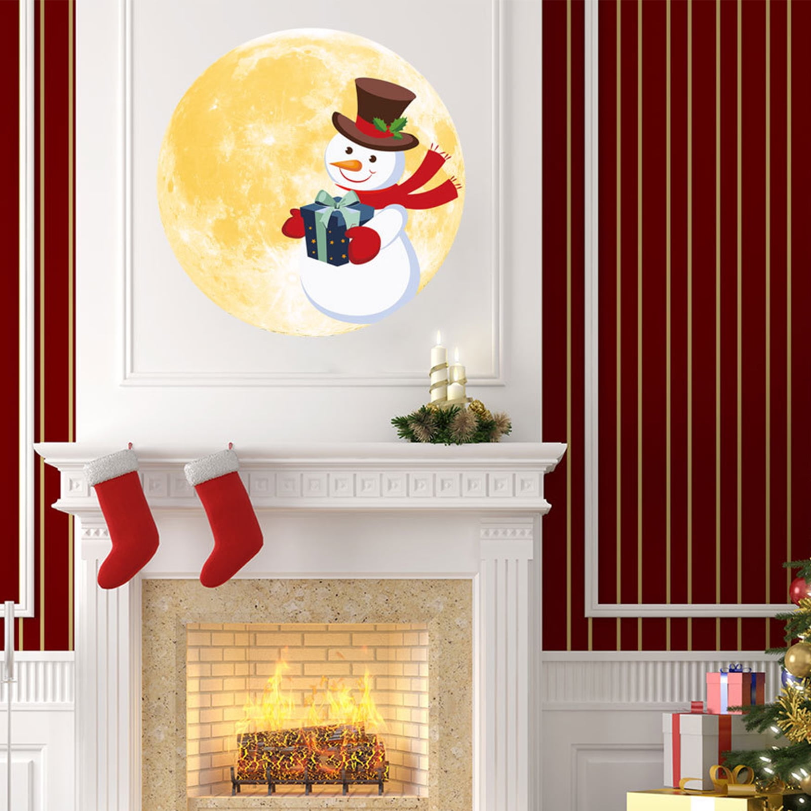 Luminous Christmas Wall Sticker - Decorative Fluorescent PVC Peel and ...