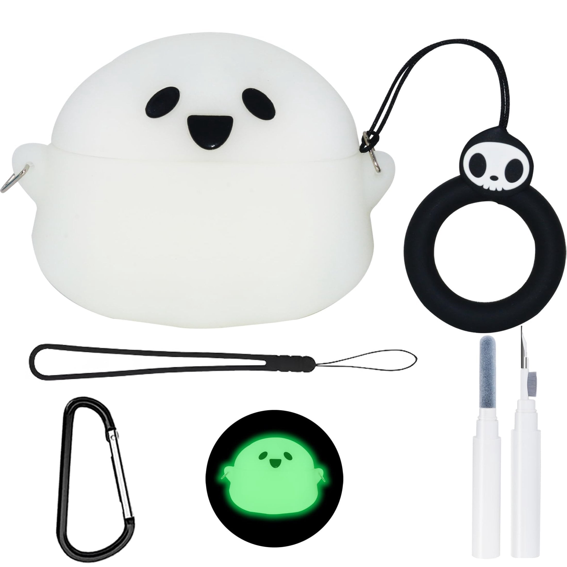 Luminous Cute Ghost AirPods Pro Case with Keychain and Cleaning Kit ...