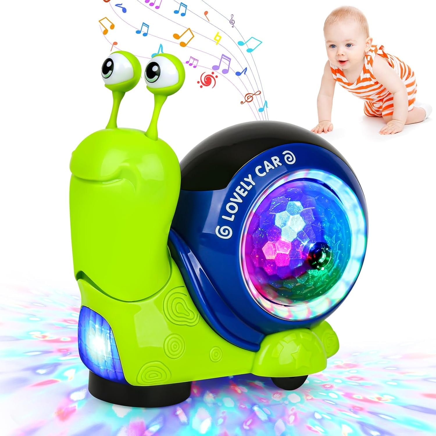 Luminous Electric Snail Toy, Interactive Crawling Snail with Music ...
