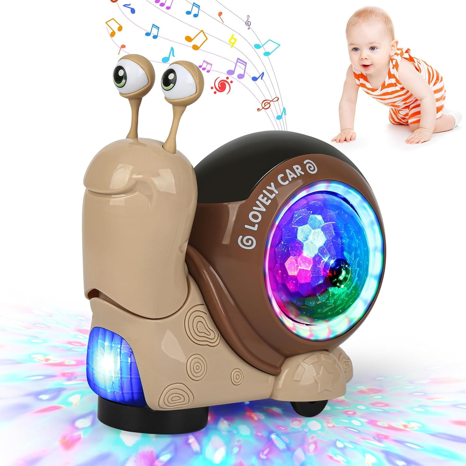 Luminous Electric Snail Toy, Interactive Crawling Snail with Music ...