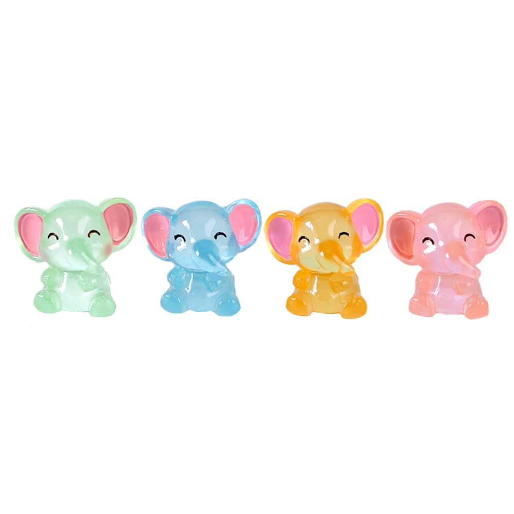 Luminous Elephant Miniatures - 4 Pack Resin Garden Decor Glow in Dark ...
