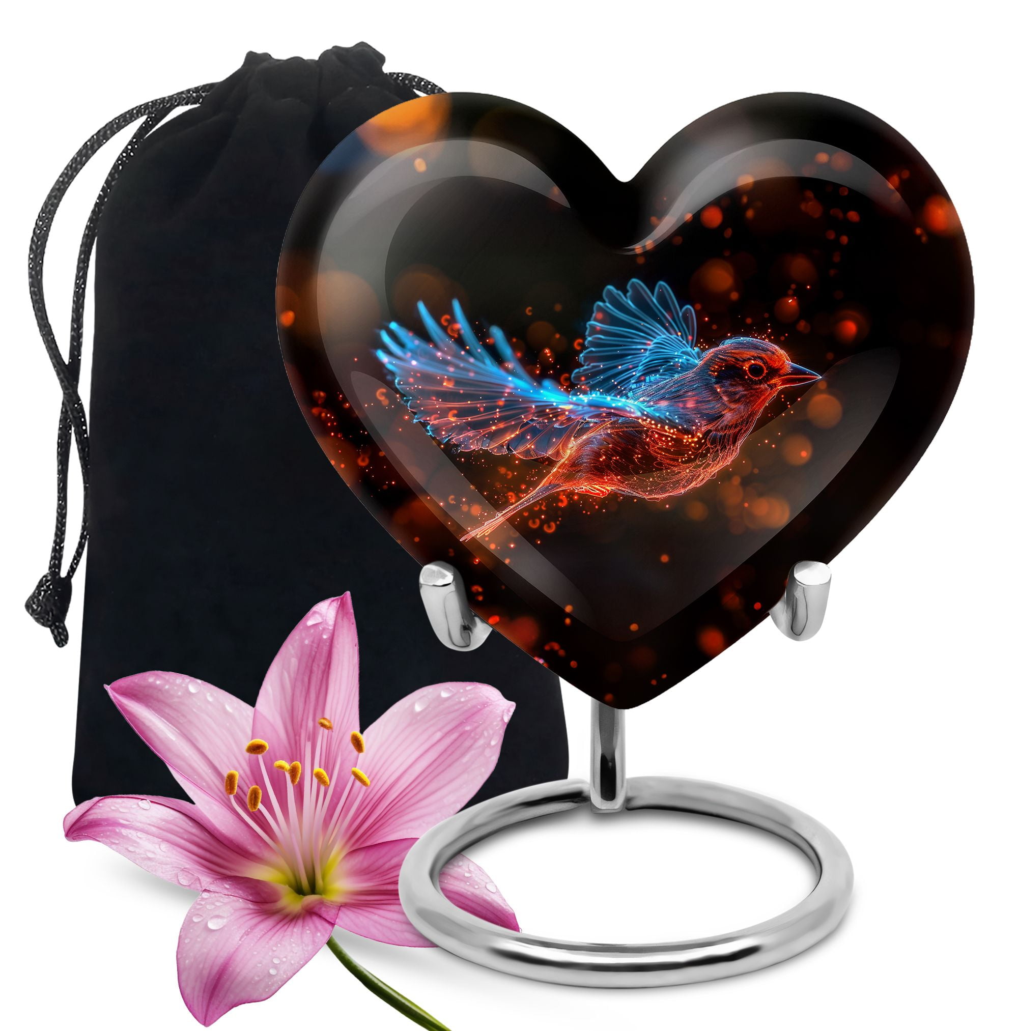Luminous Ember Sparrow Heart Shaped Urn - Urn For Human Ashes Adult Men ...