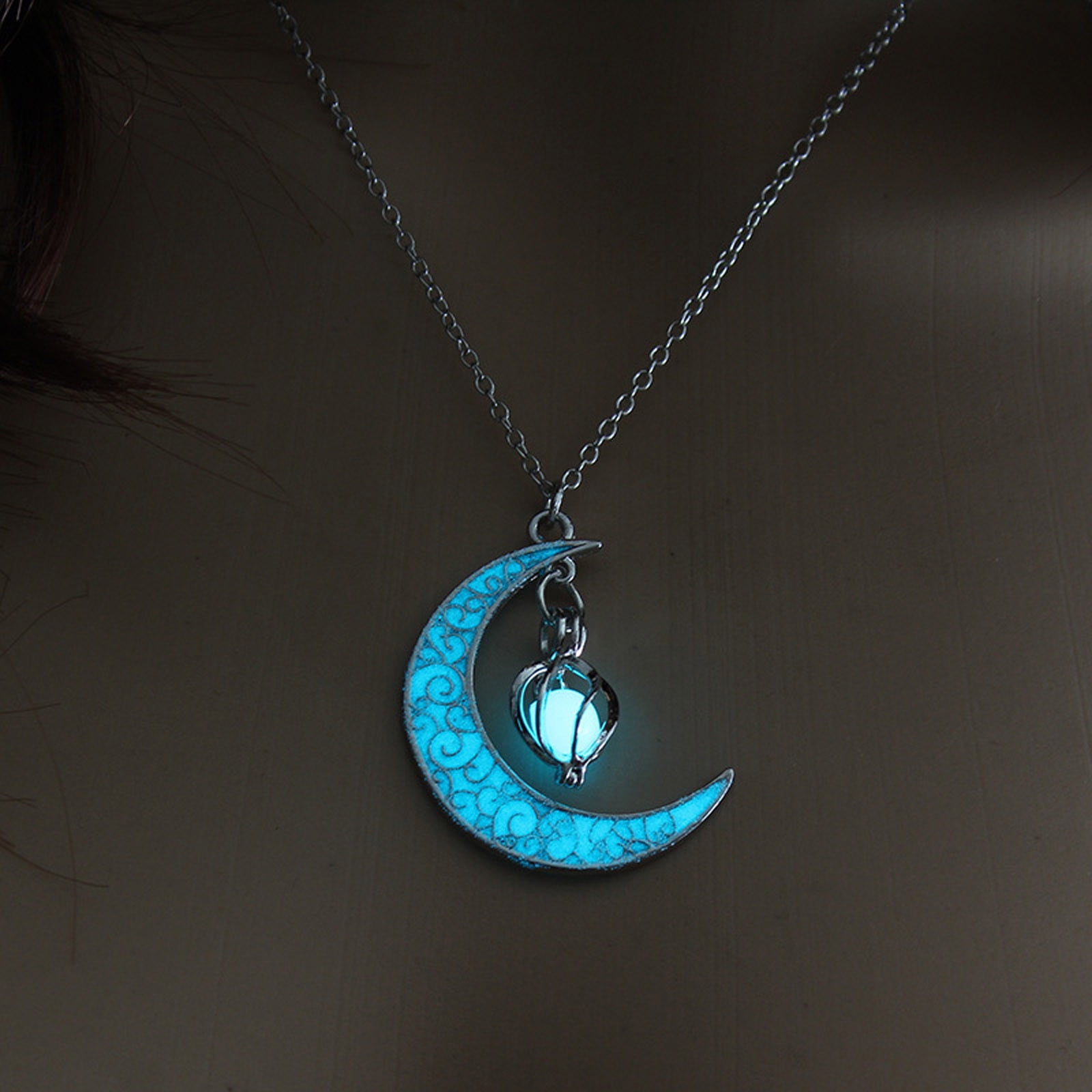 Luminous Enchanted Moonstone Necklace, Hollow Rotating Bead Luminous ...