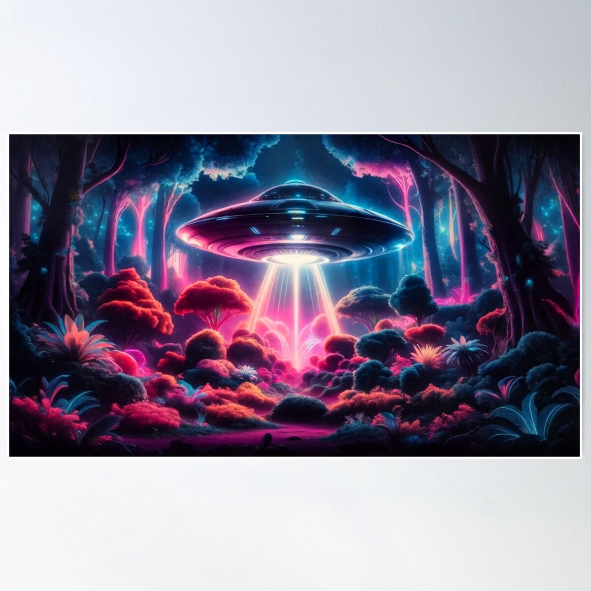 Luminous Encounter - Ufo Gifts Poster Wall Art, Modern Wall Decor For ...