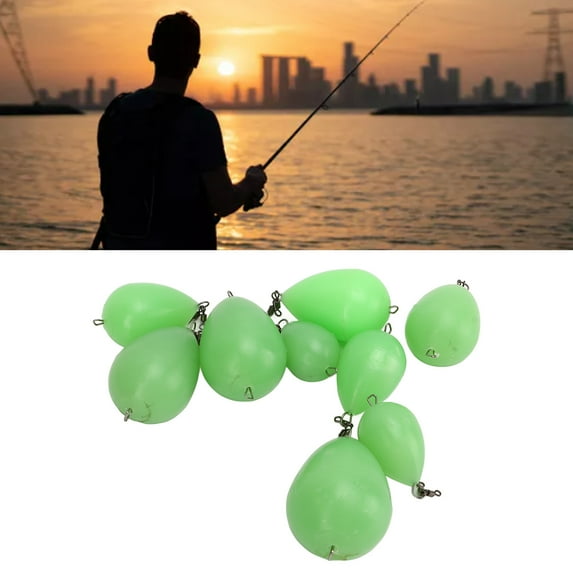 Luminous Fishing Float Set, 9 Lightweight, Glow Egg Bobbers for Dark ...