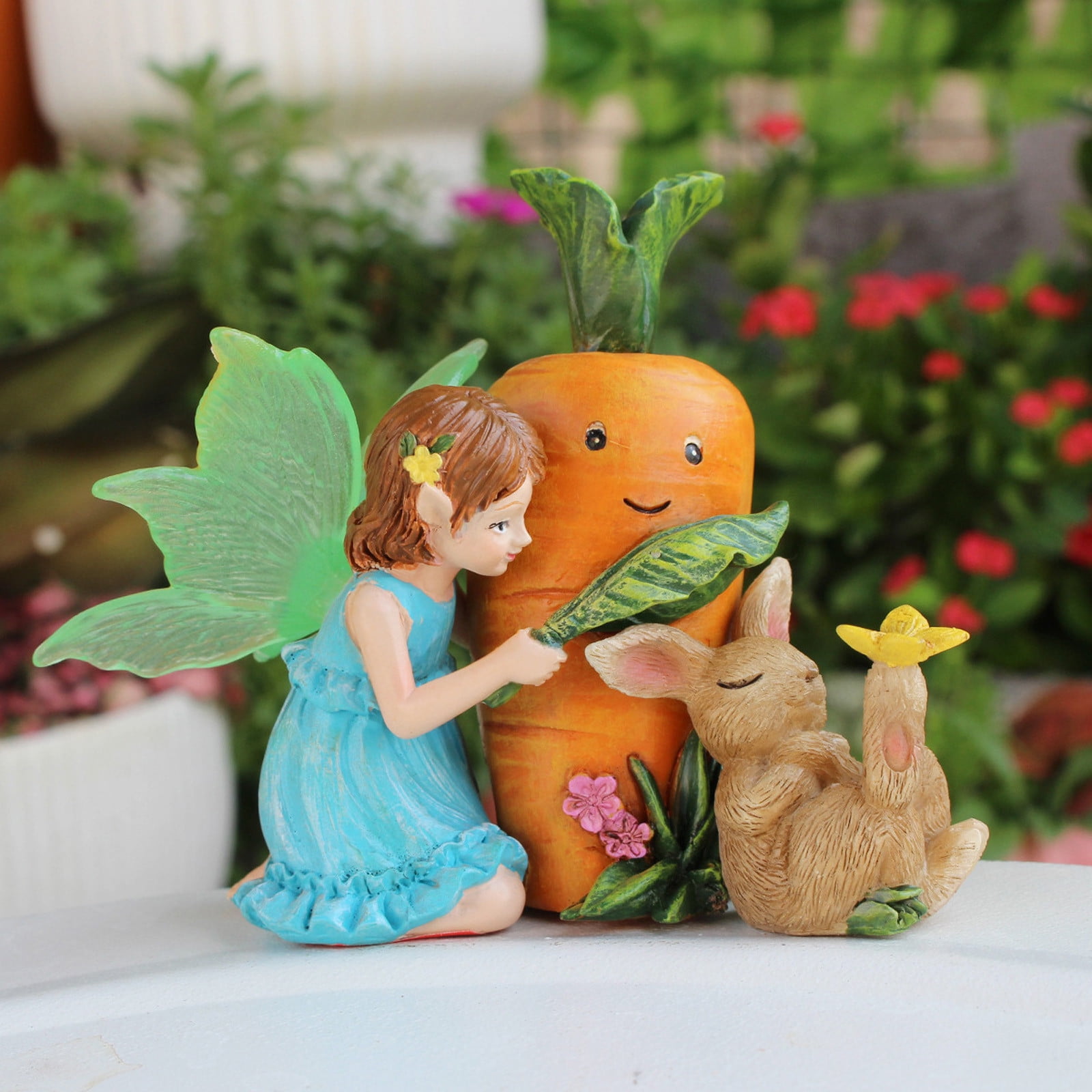 Luminous Garden Radish Flower Girl Figurine - Outdoor Resin Bonsai ...