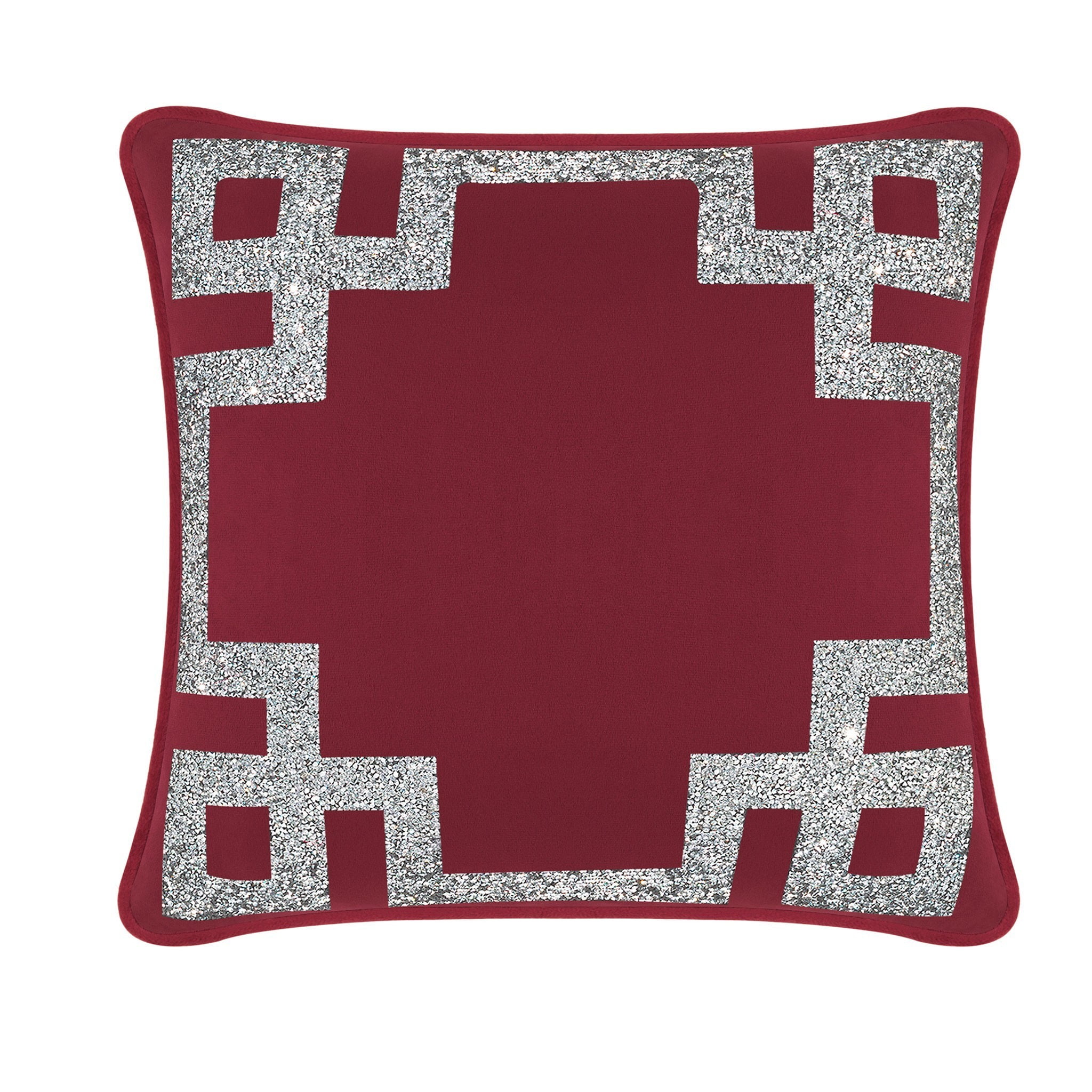 Luminous Greek Key Border Pillow - Burgundy Velvet - Walmart.com