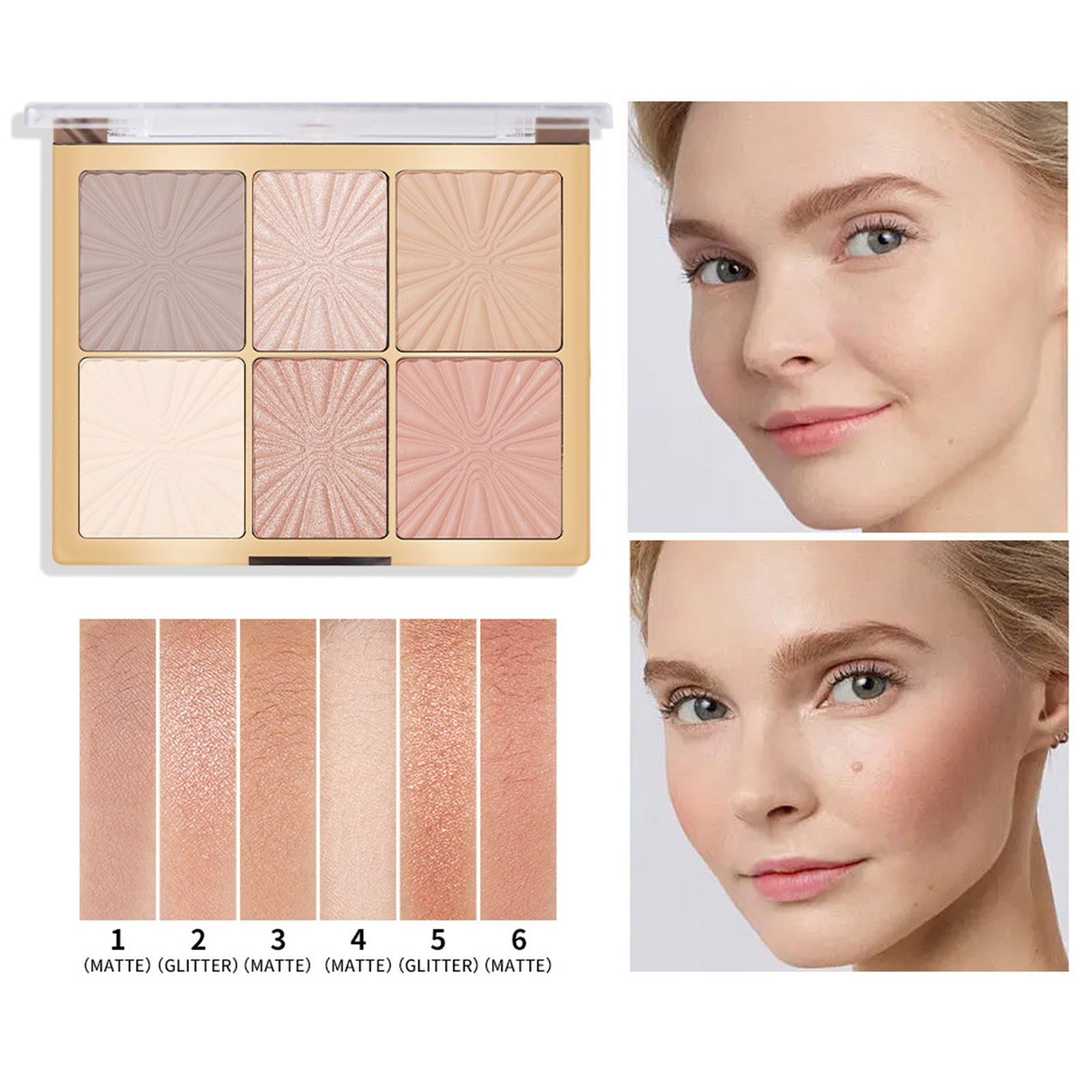 Luminous Highlighter Powder Palette Nose Shadow Six Color Highlight ...