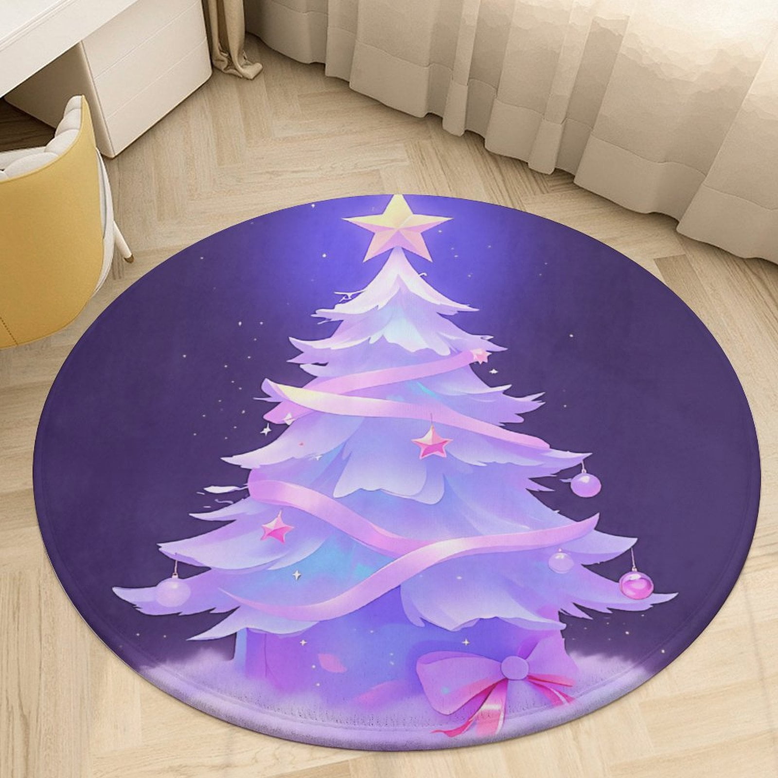 Luminous House, Flowers And Leaves Round Area Rugs for Bedroom Living ...
