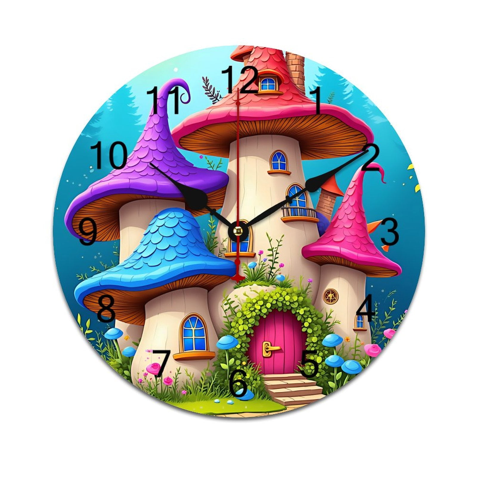 Luminous House, Flowers And Leaves Word Saying Big Wall Clock Home ...