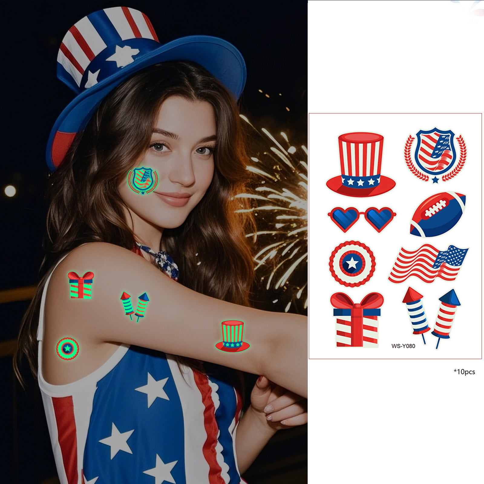 Luminous Independence Day Sticker Flag Party Luminous Disposable ...