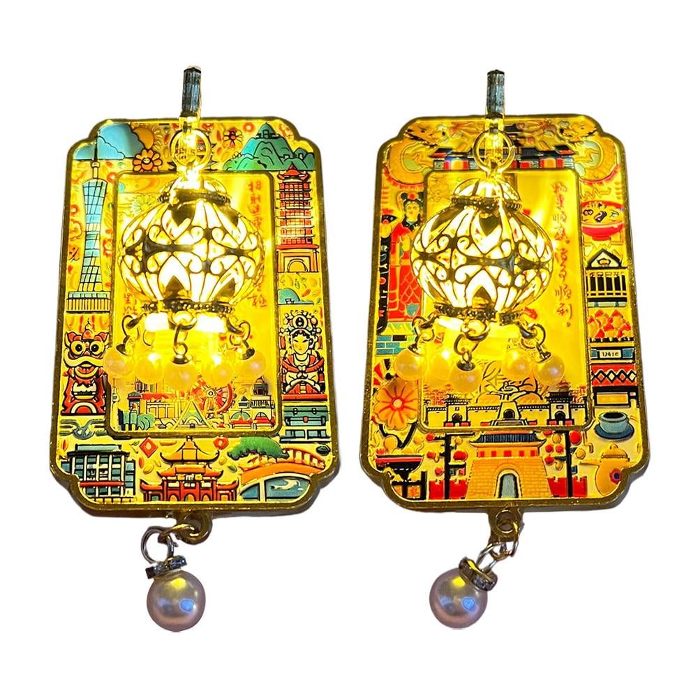 Luminous Lantern Refrigerator Magnet,Metal 3D Lantern Landmark ...