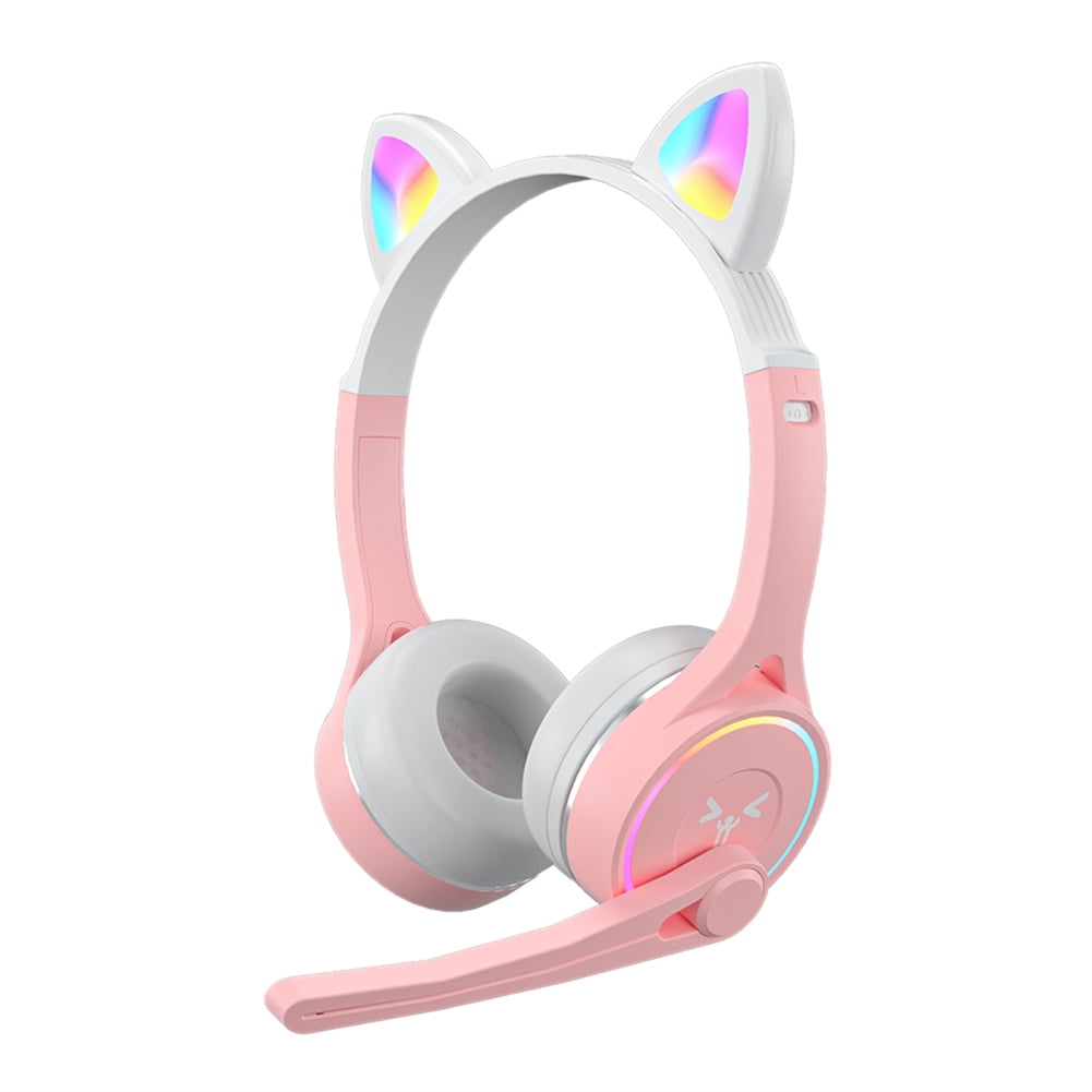 Luminous Led Cute Cat Ears Headphones Bluetooth Wireless Stereo Music ...