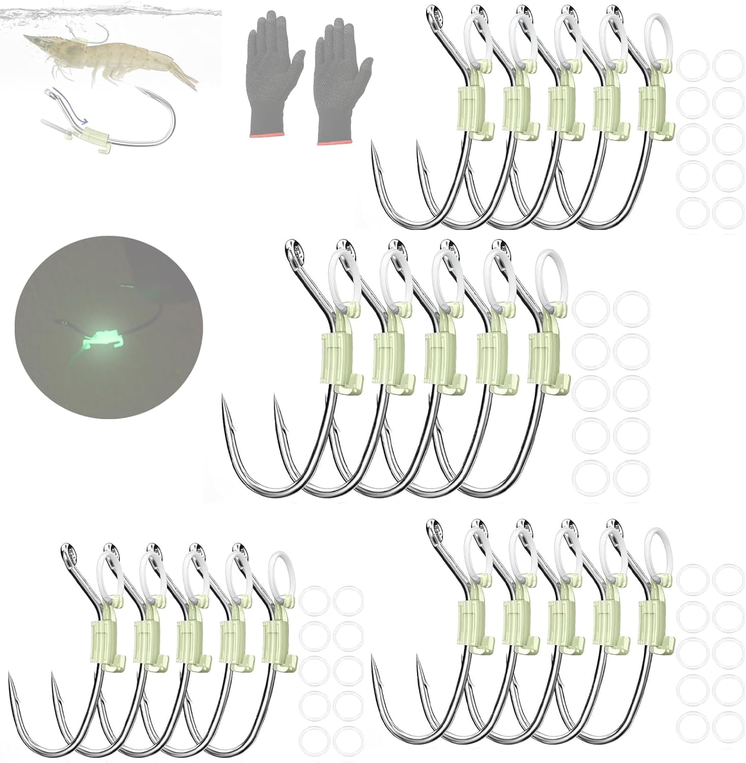 Luminous Live Shrimp Hooks, Live Shrimp Hooks Fishing Saltwater, Carbon ...