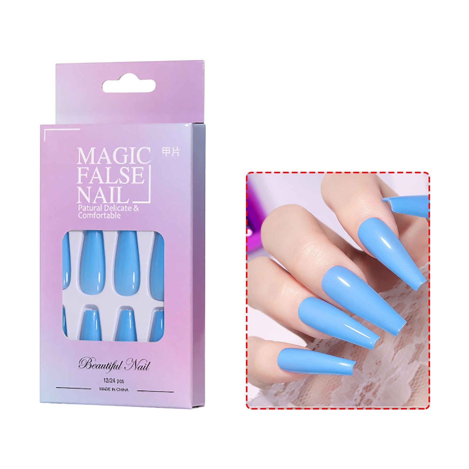 Luminous Long Ballet Wear Nail Patch Pure Color Jelly Glue Nail Patch ...