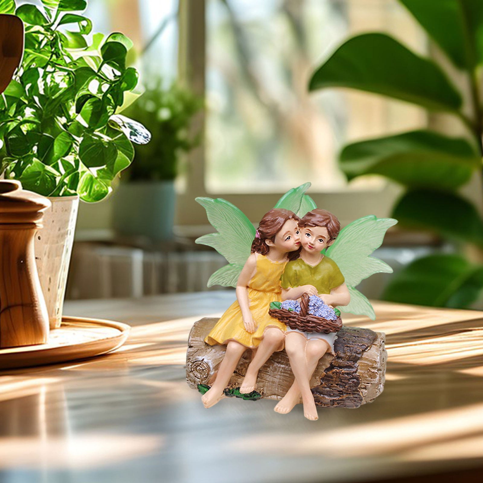 Luminous Male and Female Fairy Garden Statues, Solar-Powered Resin ...