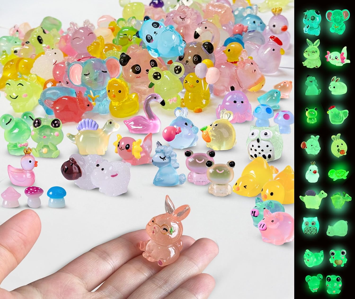 Luminous Mini Resin Animals 100 Pcs Tiny Animals Mini Ducks Owls Tiny ...